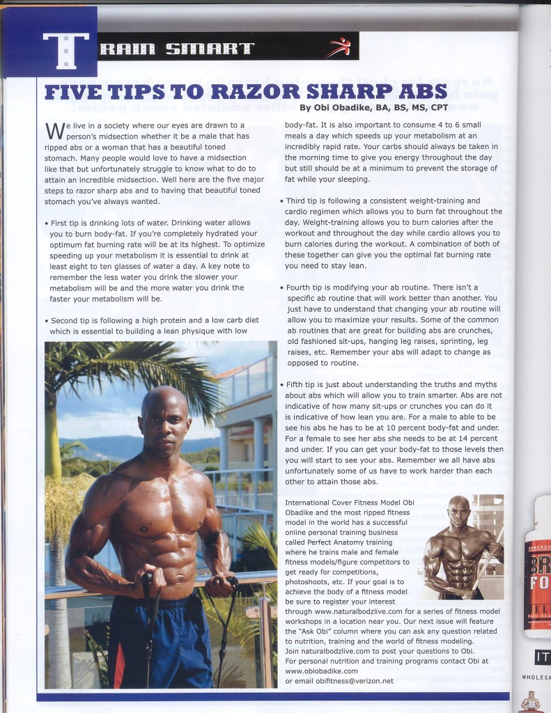 Obi Obadike Writes And Is Featured In A Razor Sharp Abs Article For ...
